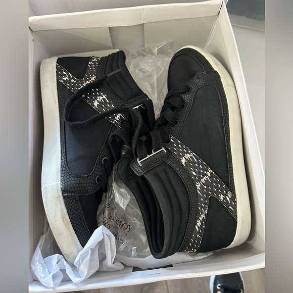 Calvin Klein | Shoes | Price Calvin Klein Black Hightop Wsnake Skin ...